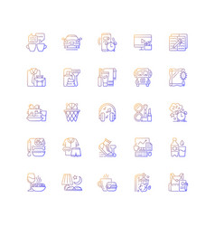 Daily schedule and routine rgb color icons set Vector Image