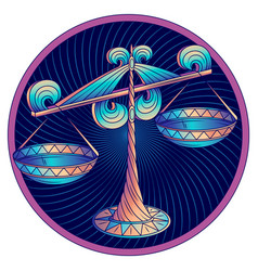 Libra zodiac sign horoscope symbol blue Royalty Free Vector
