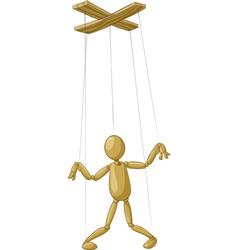 Puppet marionette on ropes is down one knee Vector Image
