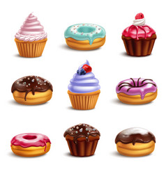 Cookie sweets icon set Royalty Free Vector Image
