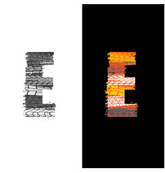 Tire track black alphabet Royalty Free Vector Image