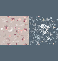 Seamless patterns with floral elements Royalty Free Vector