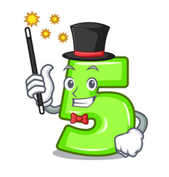 Finger cartoon number five engraved on stone Vector Image