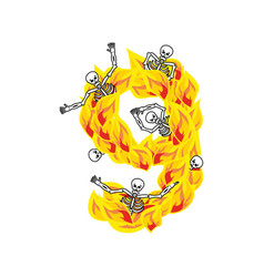 Number 9 hellish flames and sinners font fiery Vector Image