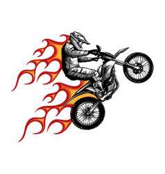 Motorcycle with fire and flames Royalty Free Vector Image