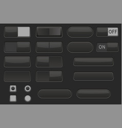 Black interface buttons 3d set of ui icons Vector Image
