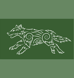Black line wolf on white background hand drawn Vector Image