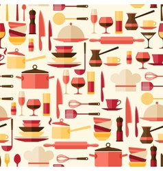 Grunge retro seamless pattern of kitchen too Vector Image