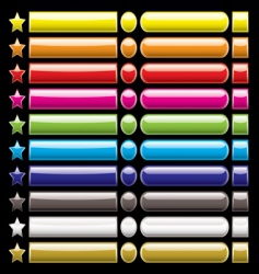 Set 21 colorful gradient buttons on dark Vector Image