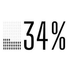 Thirty four percent people chart graphic 34 Vector Image