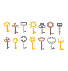 Set of vintage keys drawings Royalty Free Vector Image