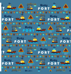 Cartoon cargo ship in port Royalty Free Vector Image