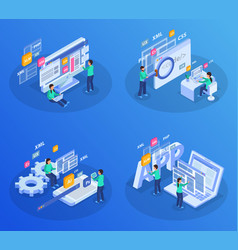 3d isometric user interface development Royalty Free Vector
