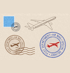 Postal stamp with anchor and blue round postmark Vector Image
