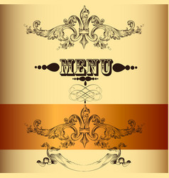 Vintage menu template with golden elements Vector Image