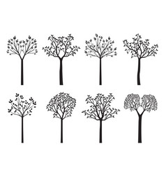 Set black tree roots Royalty Free Vector Image