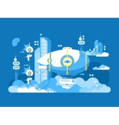 Vintage monochrome airship labels set Royalty Free Vector