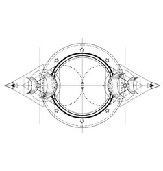 Triple moon pagan wicca moon goddess symbol three Vector Image