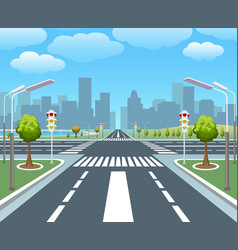 Modern city view horizontal banner highway road Vector Image