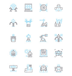 Coding process linear icons set algorithm Vector Image