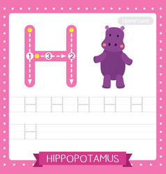 Letter h uppercase tracing practice worksheet Vector Image