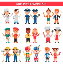 Kids different professions set teacher doctor Vector Image
