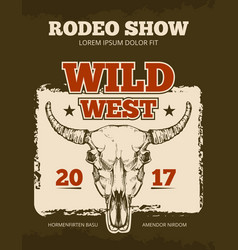 Rodeo show advertisement poster in retro style Vector Image