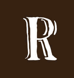 Letter r vintage grunge font gothic style Vector Image