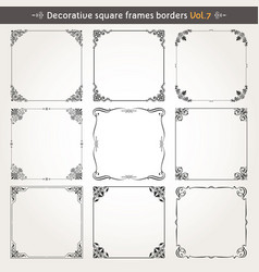 Decorative square frames and borders set 9 Vector Image