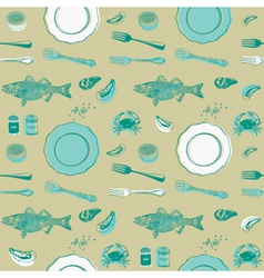 Eat fish seafood pattern background Royalty Free Vector