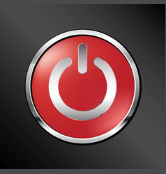 Power button black button with red backlight Vector Image