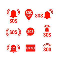 Sos icon emergency alarm button sos sign symbol Vector Image