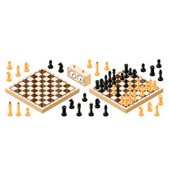 Isometric chess board set Royalty Free Vector Image