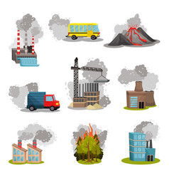 Set images air pollution sources Royalty Free Vector Image