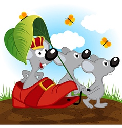 Watercolor mouse rat king from christmas Vector Image