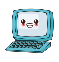 Kawaii computer cute image Royalty Free Vector Image