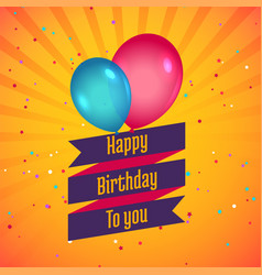 Happy birthday card with photo frame and balloons Vector Image