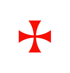 Red iron cross with banner Royalty Free Vector Image