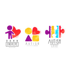 Autism awareness day logo with humans in circle Vector Image