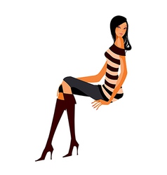 Side view of woman sitting Royalty Free Vector Image