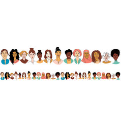 Womens mens head portraits line drawing doodle Vector Image