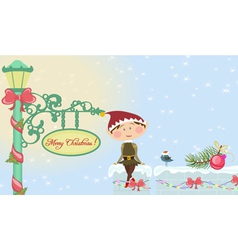 Merry christmas greeting card with cute kids Vector Image