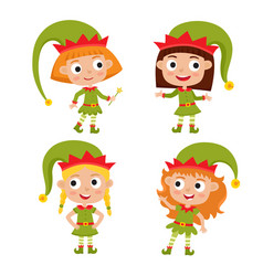 Cartoon christmas elves collection set Royalty Free Vector