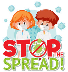 Coronavirus poster design with girl wearing mask Vector Image