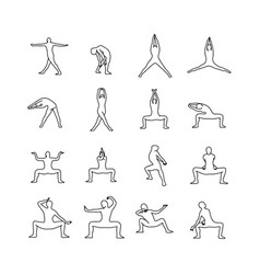 Yoga poses outline sketch Royalty Free Vector Image