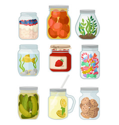Six jam jars Royalty Free Vector Image - VectorStock
