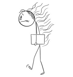 Tired person sleeping behind desk cartoon stick Vector Image