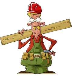 Funny carpenter cartoon Royalty Free Vector Image