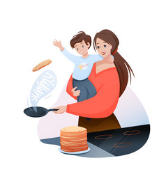 Family meal mother pours Royalty Free Vector Image