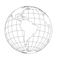 Simplified outline earth globe with map world Vector Image